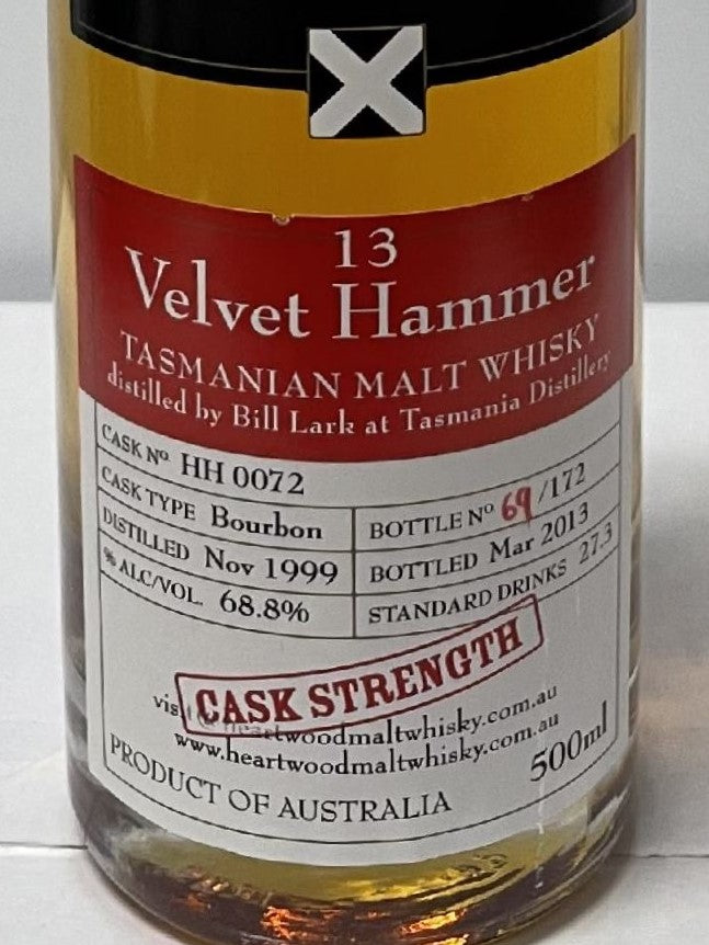Heartwood Velvet Hammer Cask Strength Tasmanian Single Malt Whisky - H ...